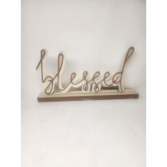 Decor | Accents | Blessed Cool Unique Standing Wire Display Stand Sign ...
